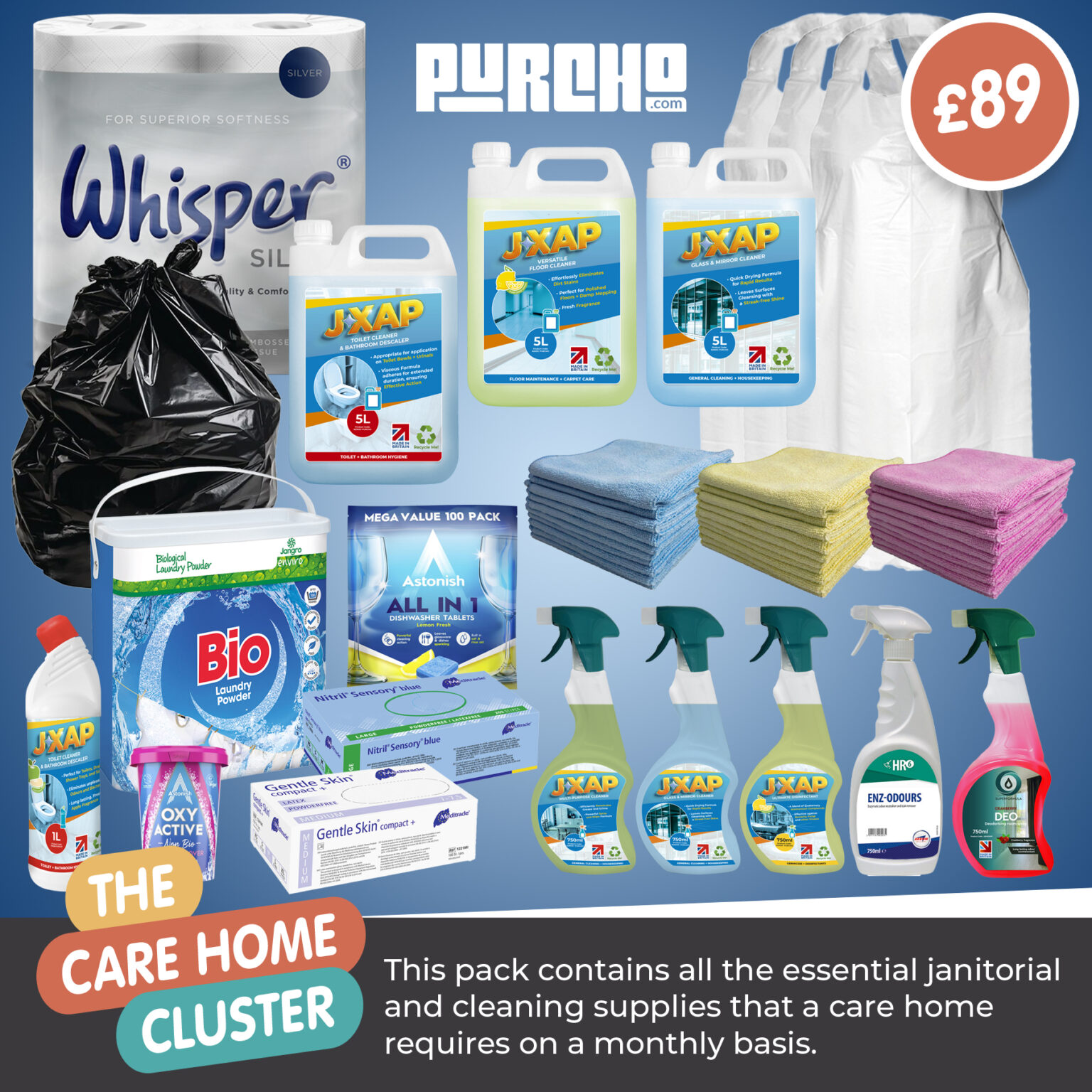 Care Home Cleaning Supplies Bundle | Comprehensive Care Facility ...
